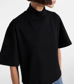 Alaïa High-neck Cotton Jersey T-shirt - Black