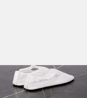 Alaïa Flex Leather-trimmed Mesh Ballet Flats - White