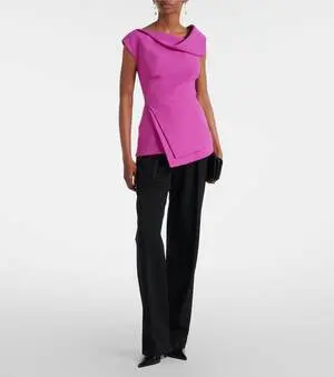 Safiyaa Farrah Draped Crepe Top - Pink