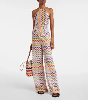 Missoni Zigzag Knitted Open-back Halterneck Top - Multicoloured