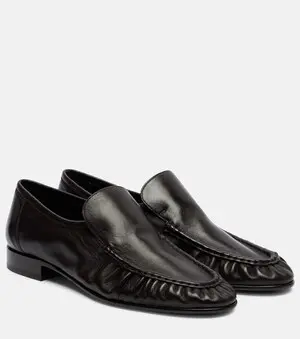 THE ROW Soft Leather Loafers - Black