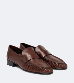 THE ROW Soft Leather Loafers - Brown