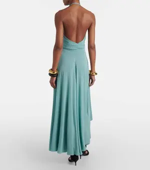 Alaïa Draped Halterneck Maxi Dress - Blue