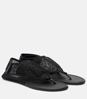 Alaïa Fishnet Thong Sandals - Black