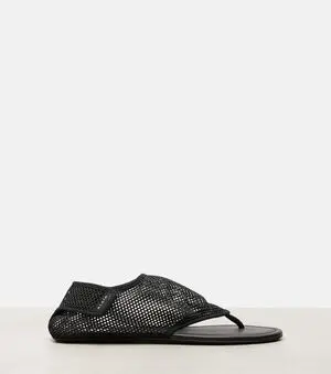 Alaïa Fishnet Thong Sandals - Black