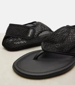 Alaïa Fishnet Thong Sandals - Black