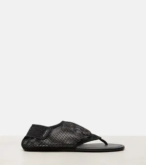 Alaïa Fishnet Thong Sandals - Black