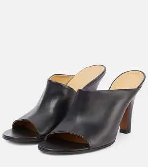THE ROW Signum 90 Leather Mules - Black