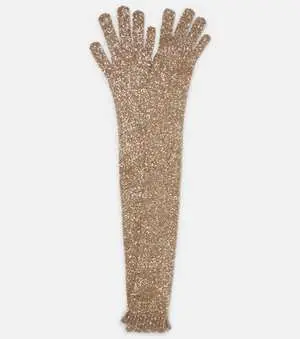 Brunello Cucinelli Sequined Gloves - Beige