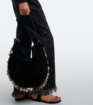 Isabel Marant Étoile Oskan Soft Medium Suede Shoulder Bag - Black