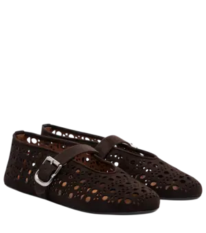 ALAÏA Alaïa Vienne Suede Ballet Flats