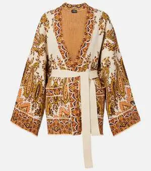 Etro Jacquard Cotton-blend Wrap Cardigan - Multicoloured