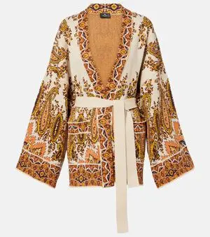 Etro Jacquard Cotton-blend Wrap Cardigan - Multicoloured