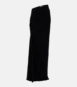 Alaïa Gathered Jersey Maxi Skirt - Black