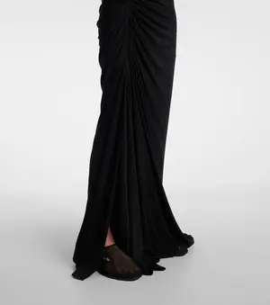 Alaïa Gathered Jersey Maxi Skirt - Black