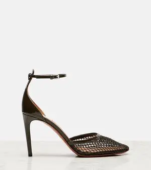 Alaïa 90 Mesh And Patent Leather Pumps - Brown