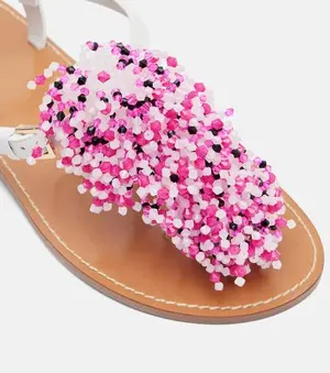 Emilio Pucci Embroidery Beaded Leather Sandals