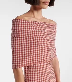 Alaïa Gingham Maxi Dress - Red