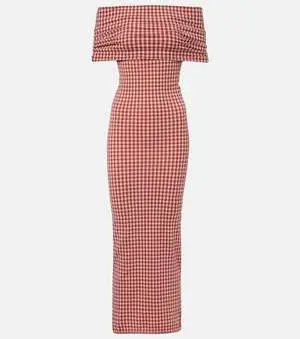 Alaïa Gingham Maxi Dress - Red