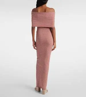 Alaïa Gingham Maxi Dress - Red