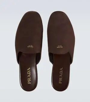 Prada Suede Mules - Brown