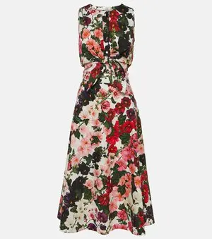 Oscar De La Renta Floral Cotton-blend Midi Dress - Multicoloured