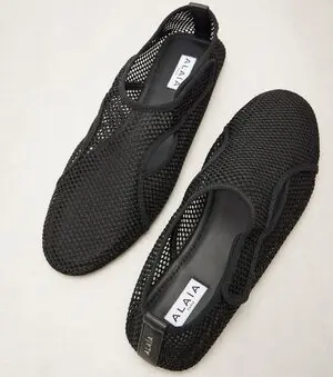 Alaïa Fishnet Slip-on Shoes - Black