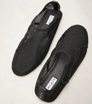 Alaïa Fishnet Slip-on Shoes - Black