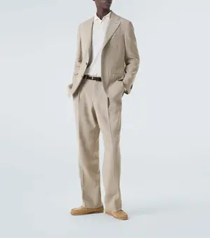 SAMAN AMEL Single-breasted Linen Suit Jacket