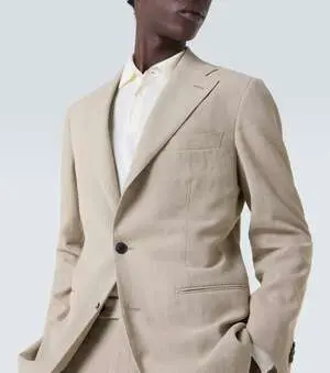 SAMAN AMEL Single-breasted Linen Suit Jacket