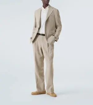 SAMAN AMEL Single-breasted Linen Suit Jacket - Beige