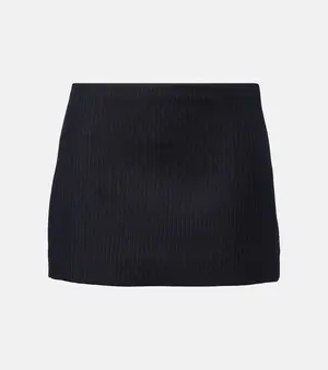 Khaite Jett Pinstripe Wool-blend Miniskirt - Blue