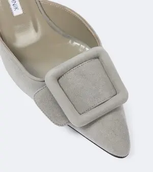 Manolo Blahnik Maysale 50 Suede Mules - Grey