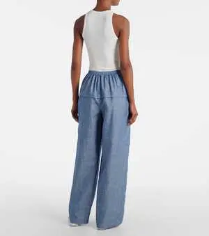 Alaïa Cotton And Linen Wide-leg Pants