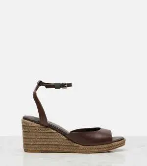 Brunello Cucinelli Leather Espadrille Wedges