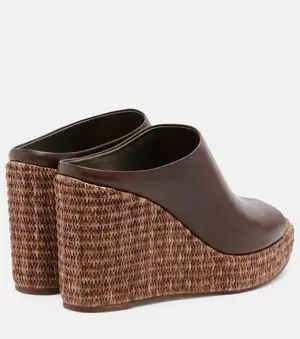 Brunello Cucinelli Leather Espadrille Wedge Sandals