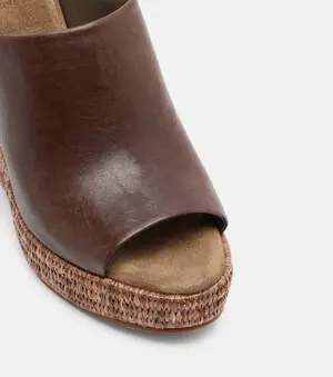 Brunello Cucinelli Leather Espadrille Wedge Sandals