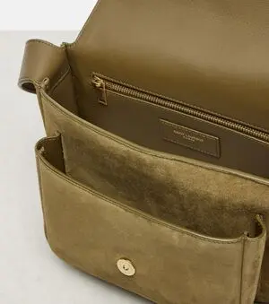 Saint Laurent Niki Cassandre Suede Shoulder Bag - Green