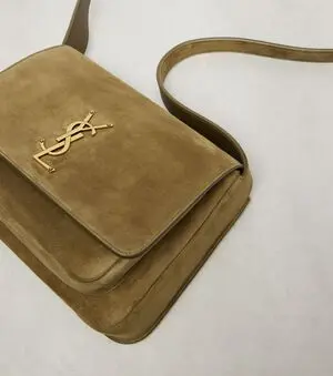 Saint Laurent Niki Cassandre Suede Shoulder Bag - Green