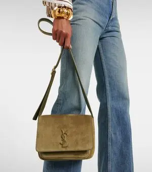 Saint Laurent Niki Cassandre Suede Shoulder Bag - Green