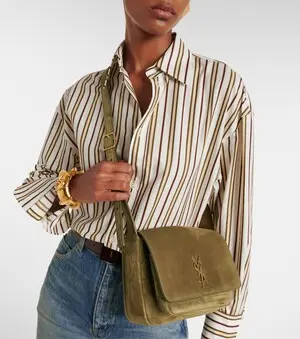 Saint Laurent Niki Cassandre Suede Shoulder Bag - Green