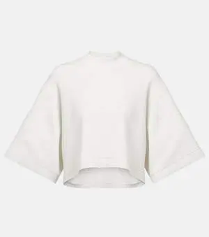 Alaïa Cropped Cotton And Wool-blend T-shirt - White