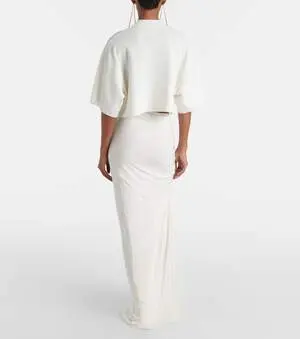 Alaïa Cropped Cotton And Wool-blend T-shirt - White
