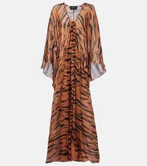 ADRIANA DEGREAS X Sabine Getty Printed Silk Kaftan - Brown