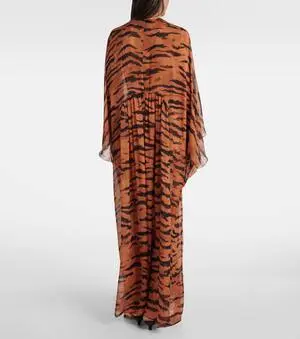 ADRIANA DEGREAS X Sabine Getty Printed Silk Kaftan - Brown