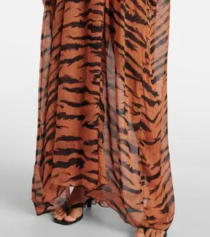 ADRIANA DEGREAS X Sabine Getty Printed Silk Kaftan - Brown