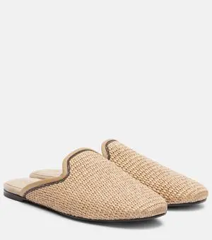 Brunello Cucinelli Monili Raffia Mules - Beige