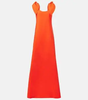 Oscar De La Renta Bow-detail Wool-blend Gown - Red