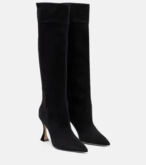 Manolo Blahnik Miralone 90 Suede Knee-high Boots - Black