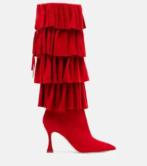 Manolo Blahnik Miralone 90 Suede Knee-high Boots - Red